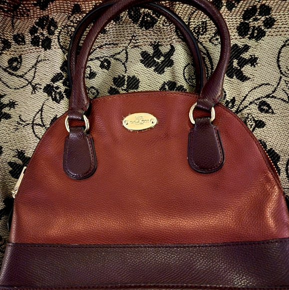 Coach | Bags | Coach Cora Mini Dome Oxblood Metallic | Poshmark